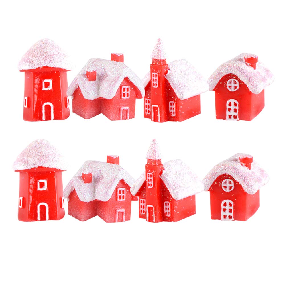 SEWACC 8pcs Christmas Indoor Decoration Christmas Tree Ornaments Christmas Houses Christmas Desktop Decor for Miniature DIY Snow Globe Kit Desktop Decoration Red Crafts Candy