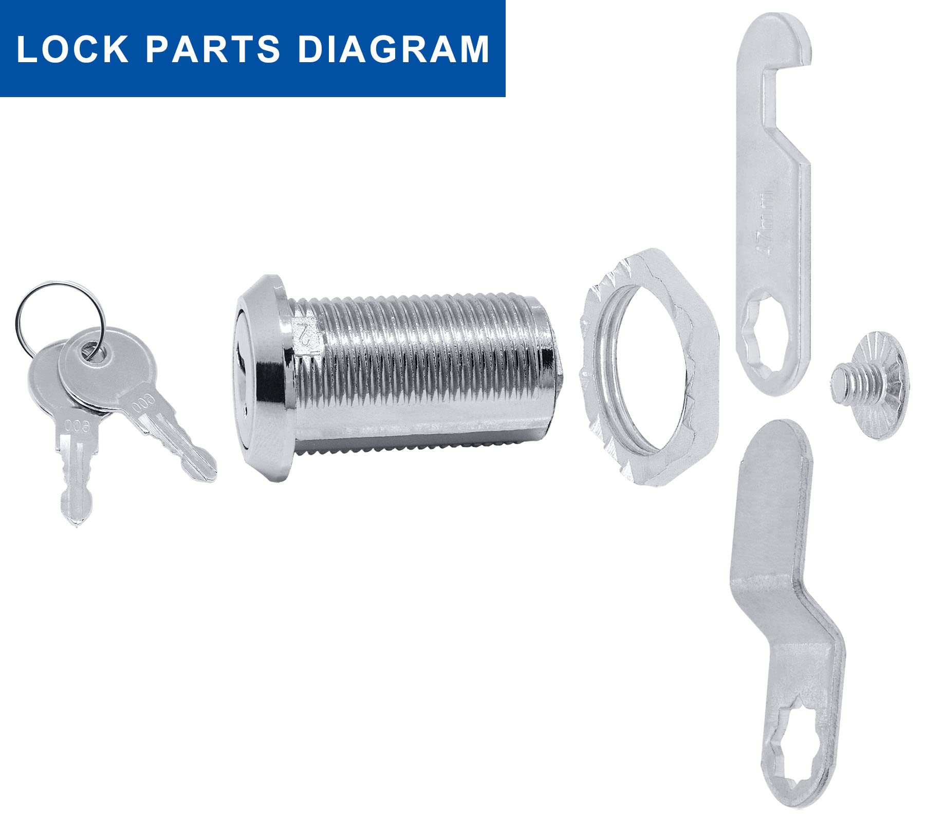 SWZHAI 3 Pcs Cabinet Cam Locks, 1-1/8" Mailbox Lock Cabinet Locks Keyed Alike Drawer Locks with Keys, Zinc Alloy Tool Box Locks Rv Compartment Locks for Secure Important Files and Drawers