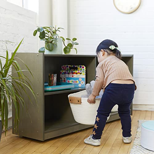 ECR4Kids 5-Compartment Mobile Storage Cabinet, 24in, Classroom Furniture, Grey Wash