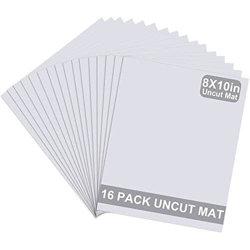 16 Pack 8x10 Picture Backing Board,JIEJIEGS Uncut White Mats Matboards for Photos, Frame, Artwork, Print,Picture,4-PLY,Acid-Free(16PCS,8X10in)