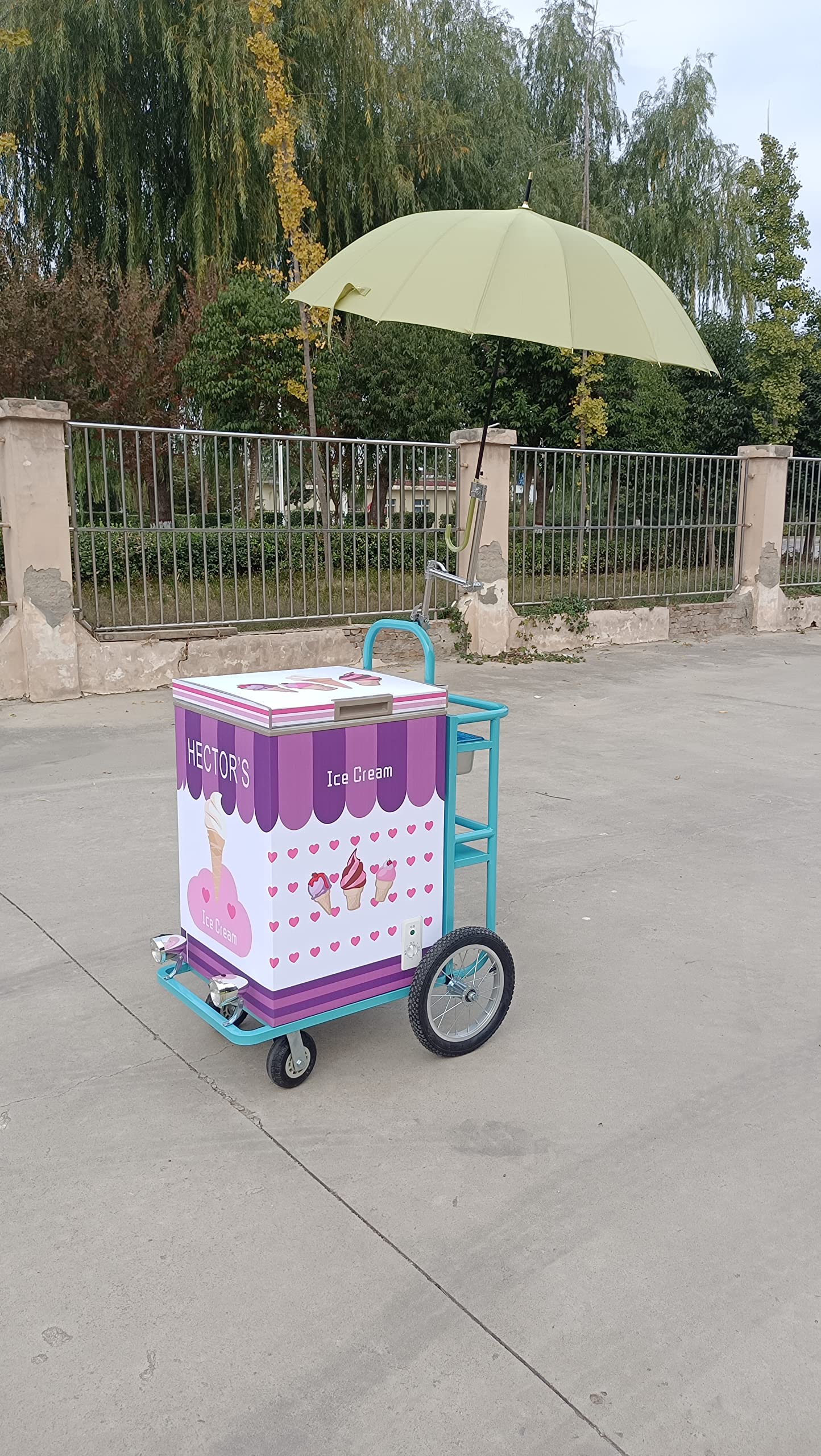 Kolice Commercial ice Cream cart with Freezer Mini Gelato ice Cream cart Refrigerator cart Mobile Food carts
