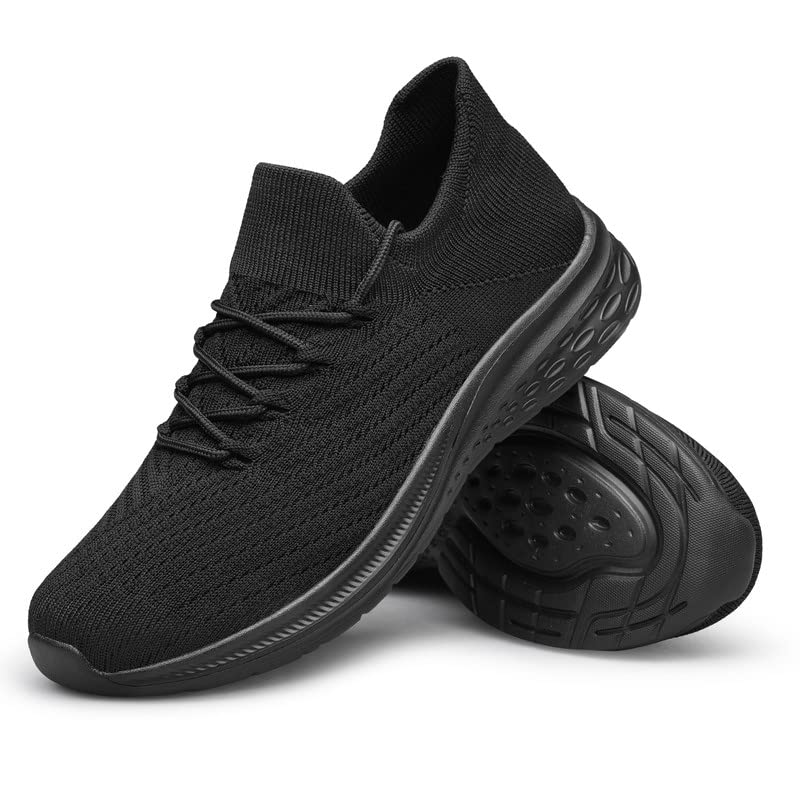 vibdiv Mens Non Slip Walking Sneakers Shoes - Lightweight Breathable Casual Mesh Slip on Running Shoes Comfortable for Men (AllBlack, Adult, Men, Numeric_10, Numeric, us_Footwear_Size_System, Medium)