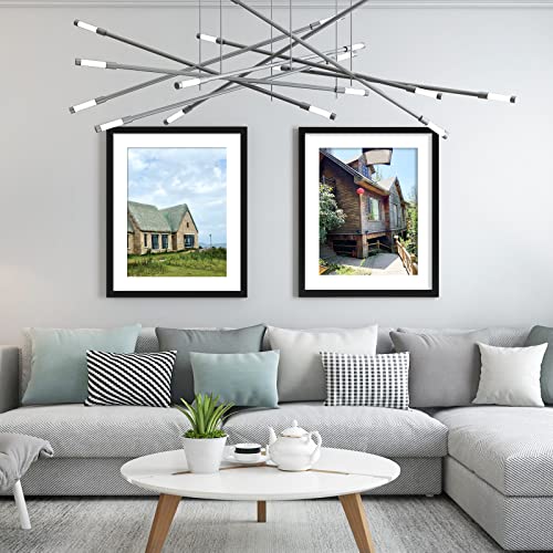 PUEOR 16x20 Poster Frame Picture Frames Black - 3 Pack - Display11x14 with Mat or 16x20 Photos without Mat - Solid Wood with Plexiglass - Wall Mounting Horizontal and Vertical (16x20 Inch)
