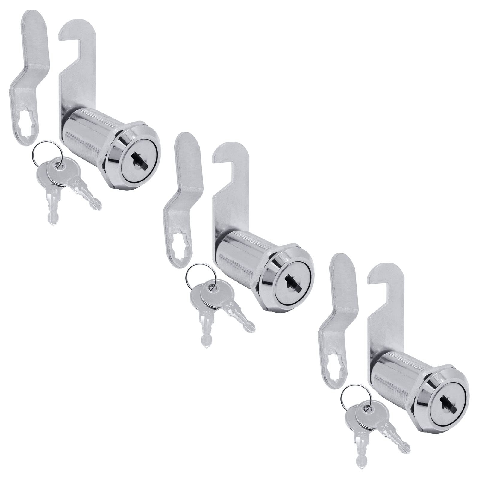 SWZHAI 3 Pcs Cabinet Cam Locks, 1-1/8" Mailbox Lock Cabinet Locks Keyed Alike Drawer Locks with Keys, Zinc Alloy Tool Box Locks Rv Compartment Locks for Secure Important Files and Drawers