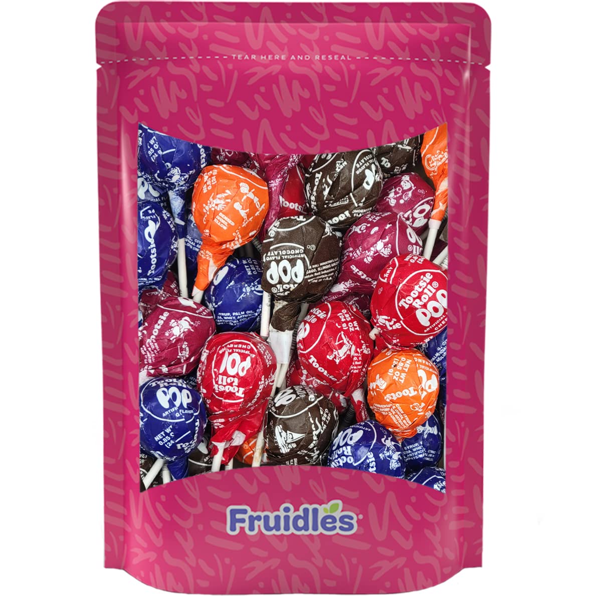 Fruidles Tootsie Giant Pops Lollipops Suckers, Assorted Flavors, Kosher Certified Dairy, Individually Wrapped (16-Pack)