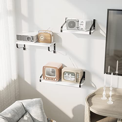 Love-KANKEI Floating Shelves Wall Mounted Set of 3, Large Wood Wall Shelves for Storage, Rustic Shelves for Display Bathroom,Bedroom,Living Room,Kitchen,Office and More White
