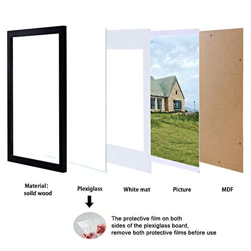 PUEOR 16x20 Poster Frame Picture Frames Black - 3 Pack - Display11x14 with Mat or 16x20 Photos without Mat - Solid Wood with Plexiglass - Wall Mounting Horizontal and Vertical (16x20 Inch)