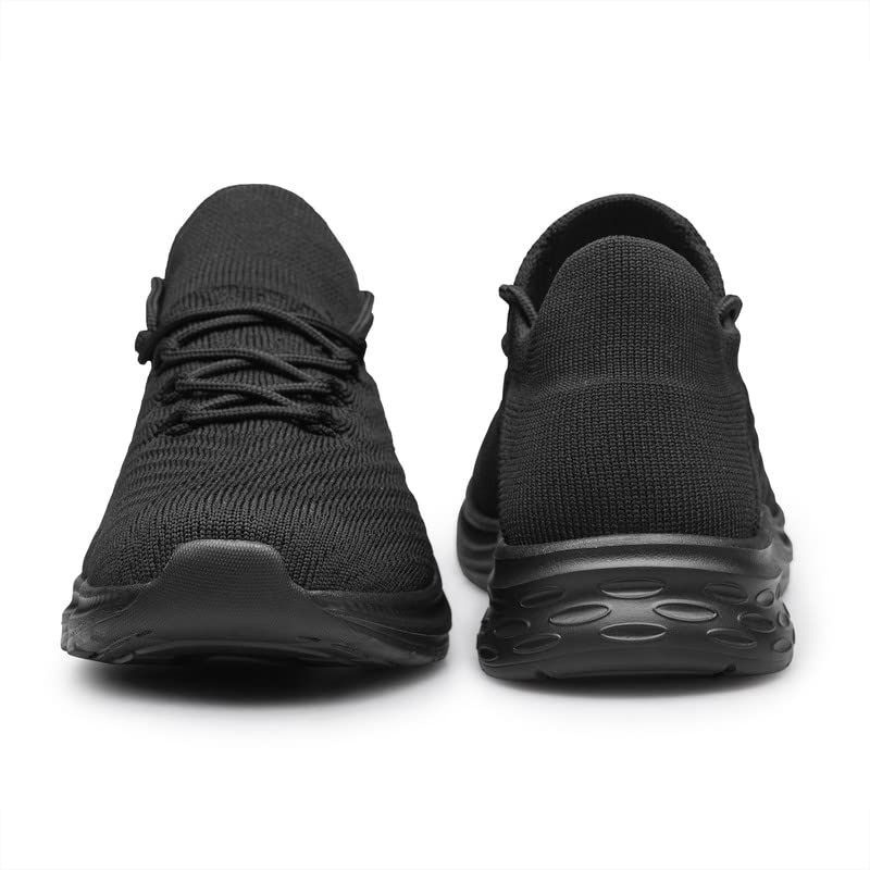 vibdiv Mens Non Slip Walking Sneakers Shoes - Lightweight Breathable Casual Mesh Slip on Running Shoes Comfortable for Men (AllBlack, Adult, Men, Numeric_10, Numeric, us_Footwear_Size_System, Medium)