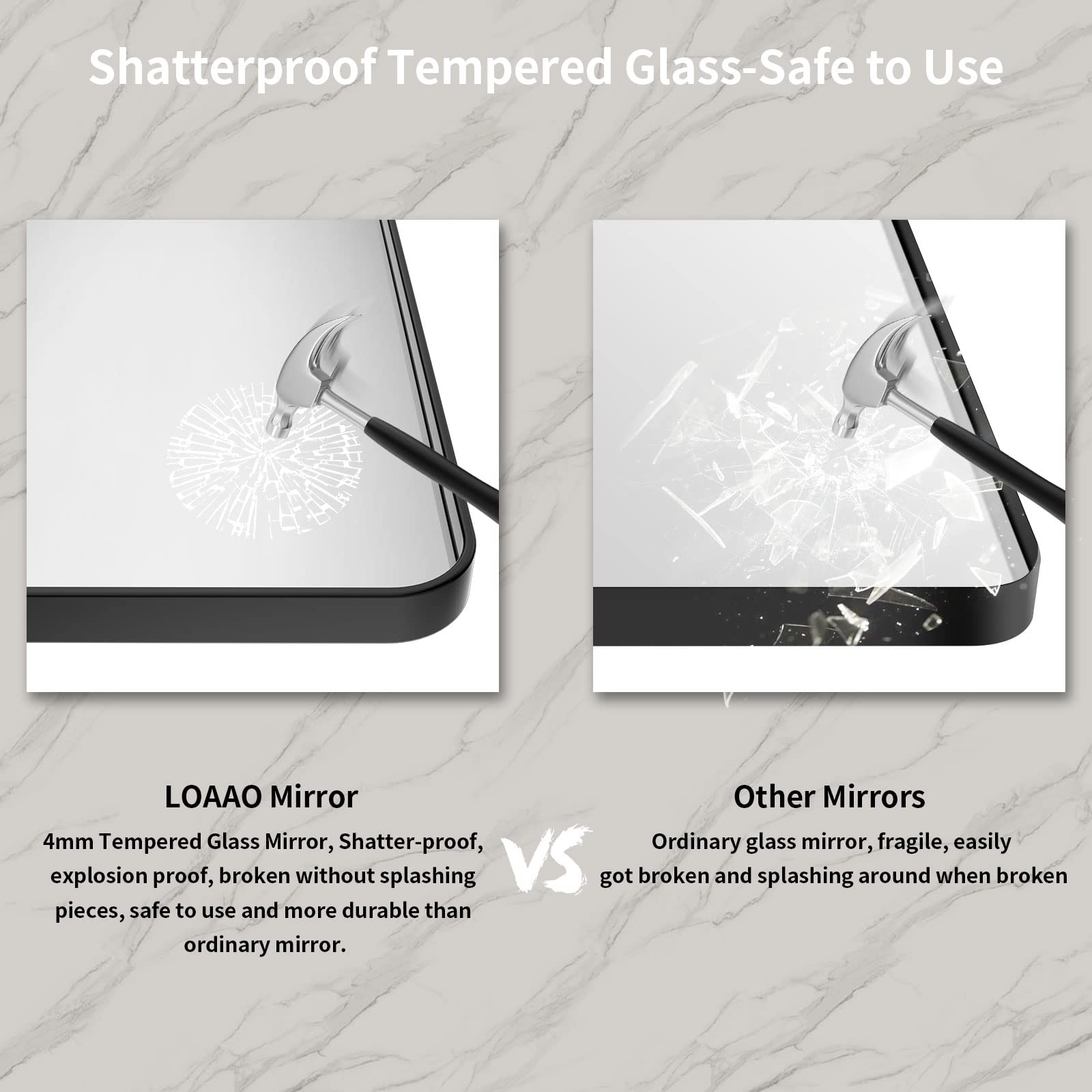 LOAAO 28X36 Inch Black Metal Framed Bathroom Mirror for Wall, Matte Black Bathroom Vanity Mirror Farmhouse, Anti-Rust, Tempered Glass, Hangs Horizontally or Vertically