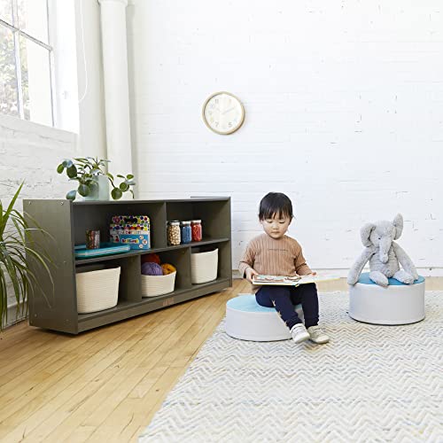 ECR4Kids 5-Compartment Mobile Storage Cabinet, 24in, Classroom Furniture, Grey Wash