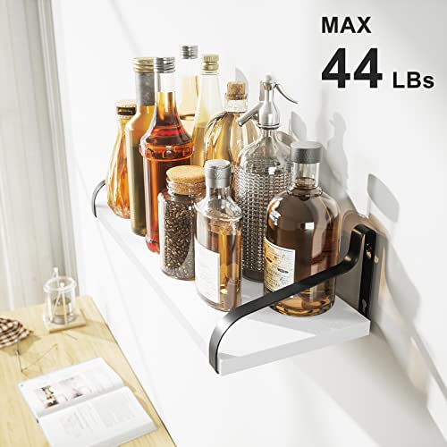 Love-KANKEI Floating Shelves Wall Mounted Set of 3, Large Wood Wall Shelves for Storage, Rustic Shelves for Display Bathroom,Bedroom,Living Room,Kitchen,Office and More White
