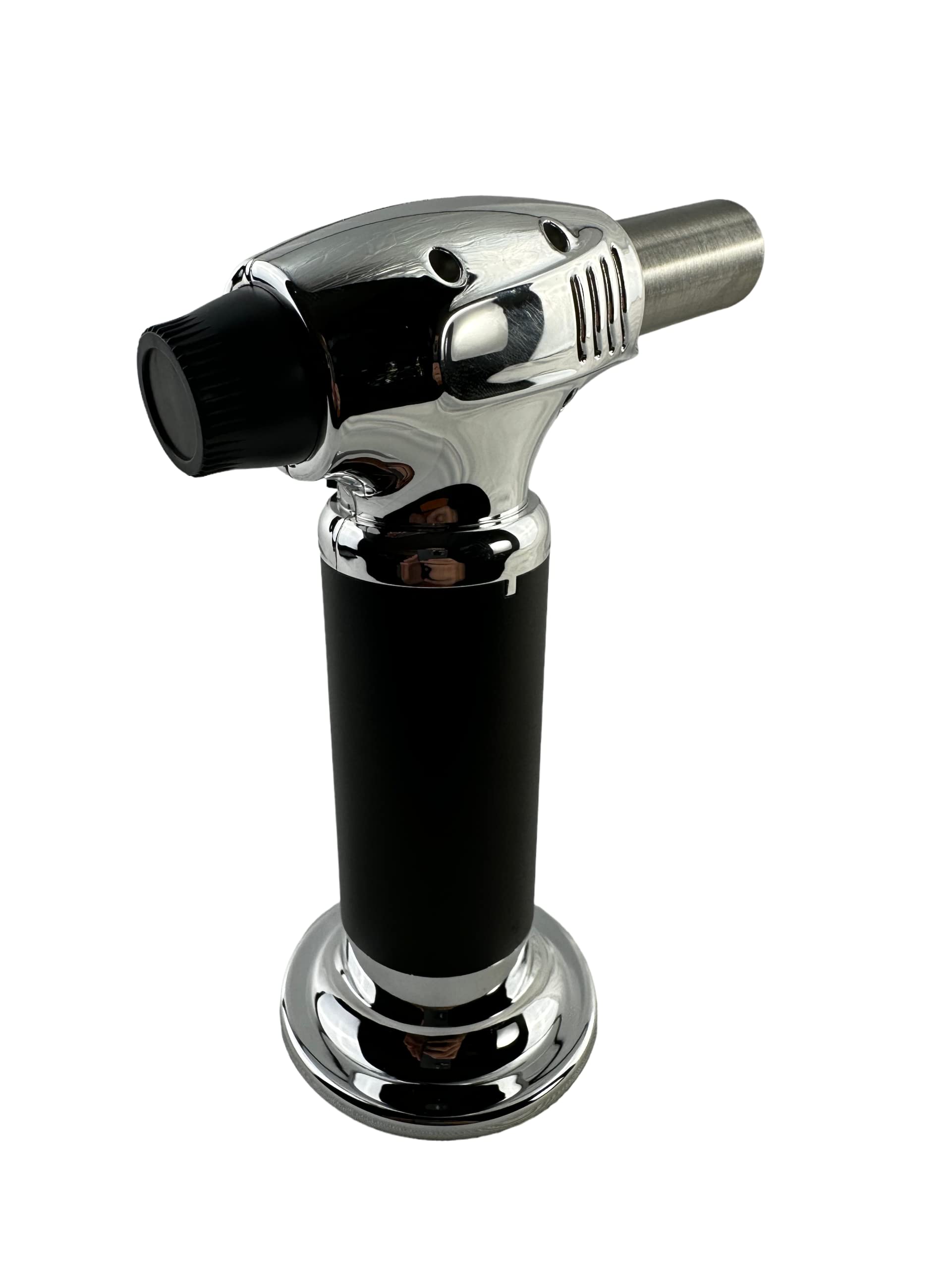 Space King Chrome Finish Wind-Proof Torch Lighter - Adjustable Flame - Child-Lock - Perfect for Camping, Kitchen, Backyard, Travel, Beach, BBQ, Mountain, Outdoors, Travel, Garage, and More. (Silver)