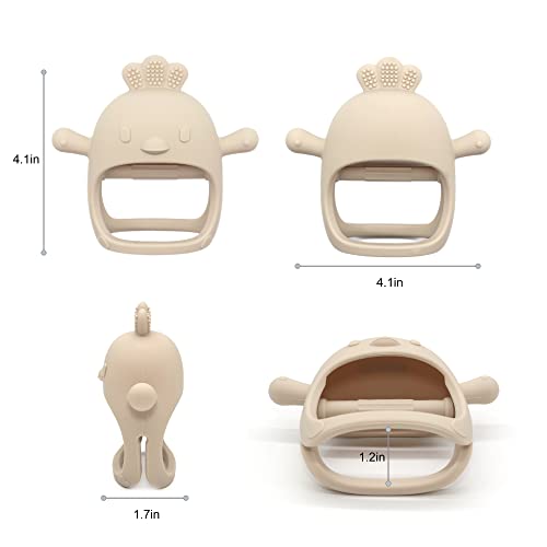 Smore Baby Silicone Teether Toy, Teether for Babies 0-6 Months, BPA Free, Anti Dropping Wrist Hand Teethers Baby Chew Toys, for Sucking Needs, for Soothing Teething Pain Relief (Beige)