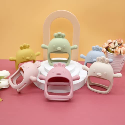 Smore Baby Silicone Teether Toy, Teether for Babies 0-6 Months, BPA Free, Anti Dropping Wrist Hand Teethers Baby Chew Toys, for Sucking Needs, for Soothing Teething Pain Relief (Beige)