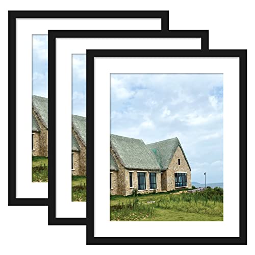 PUEOR 16x20 Poster Frame Picture Frames Black - 3 Pack - Display11x14 with Mat or 16x20 Photos without Mat - Solid Wood with Plexiglass - Wall Mounting Horizontal and Vertical (16x20 Inch)