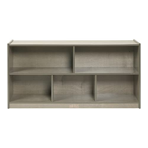 ECR4Kids 5-Compartment Mobile Storage Cabinet, 24in, Classroom Furniture, Grey Wash
