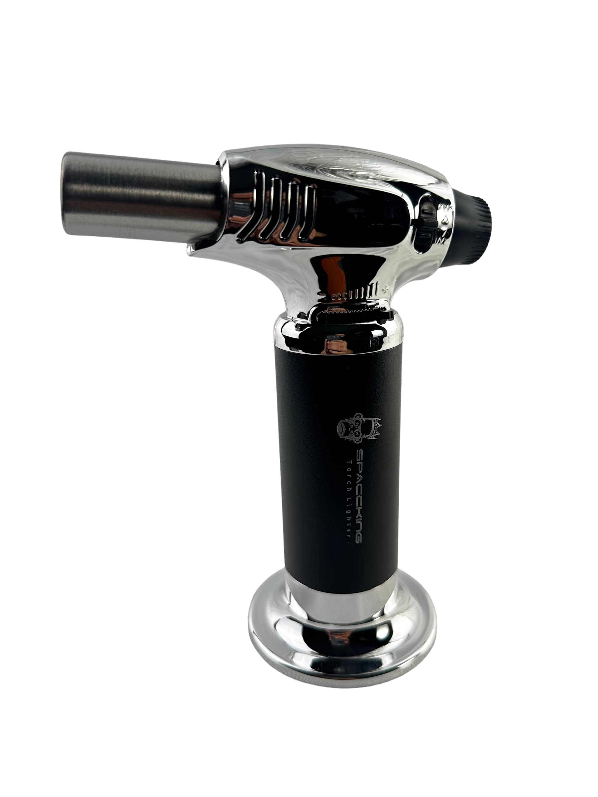 Space King Chrome Finish Wind-Proof Torch Lighter - Adjustable Flame - Child-Lock - Perfect for Camping, Kitchen, Backyard, Travel, Beach, BBQ, Mountain, Outdoors, Travel, Garage, and More. (Silver)
