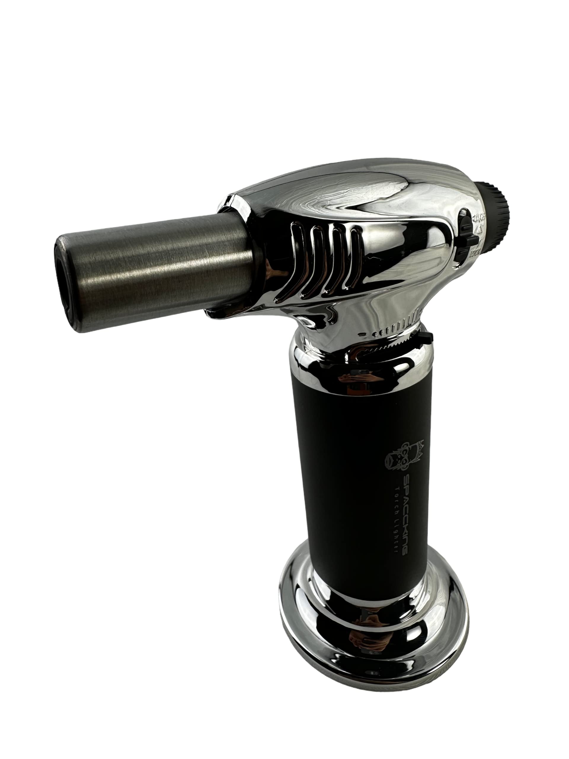 Space King Chrome Finish Wind-Proof Torch Lighter - Adjustable Flame - Child-Lock - Perfect for Camping, Kitchen, Backyard, Travel, Beach, BBQ, Mountain, Outdoors, Travel, Garage, and More. (Silver)