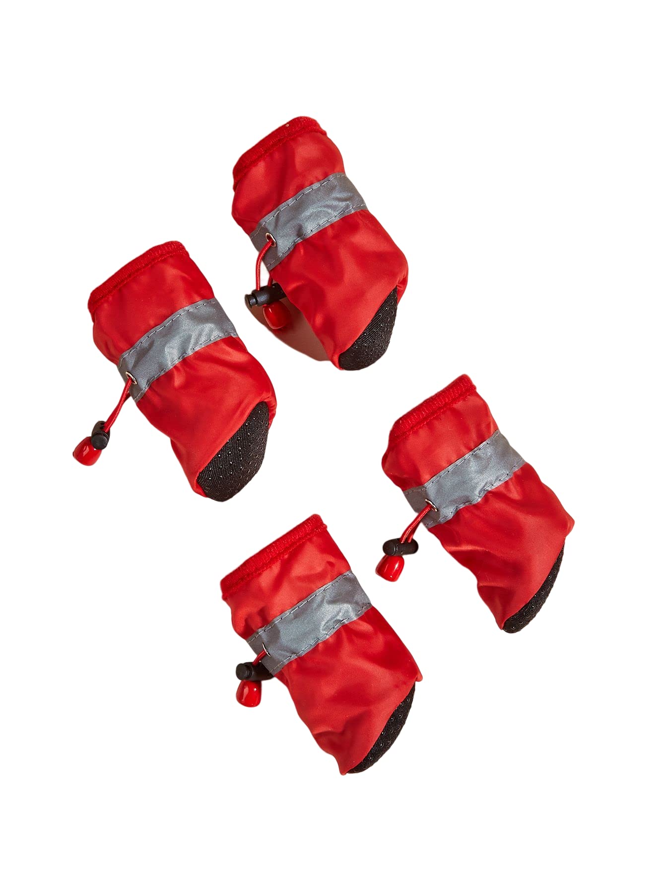 QWINEE 4pcs Dog Boots Dog Shoes Small Dog Puppy Shoes for Hot Pavement Summer Winter Outdoor Paw Protectors with Anti-Slip Sole Red M