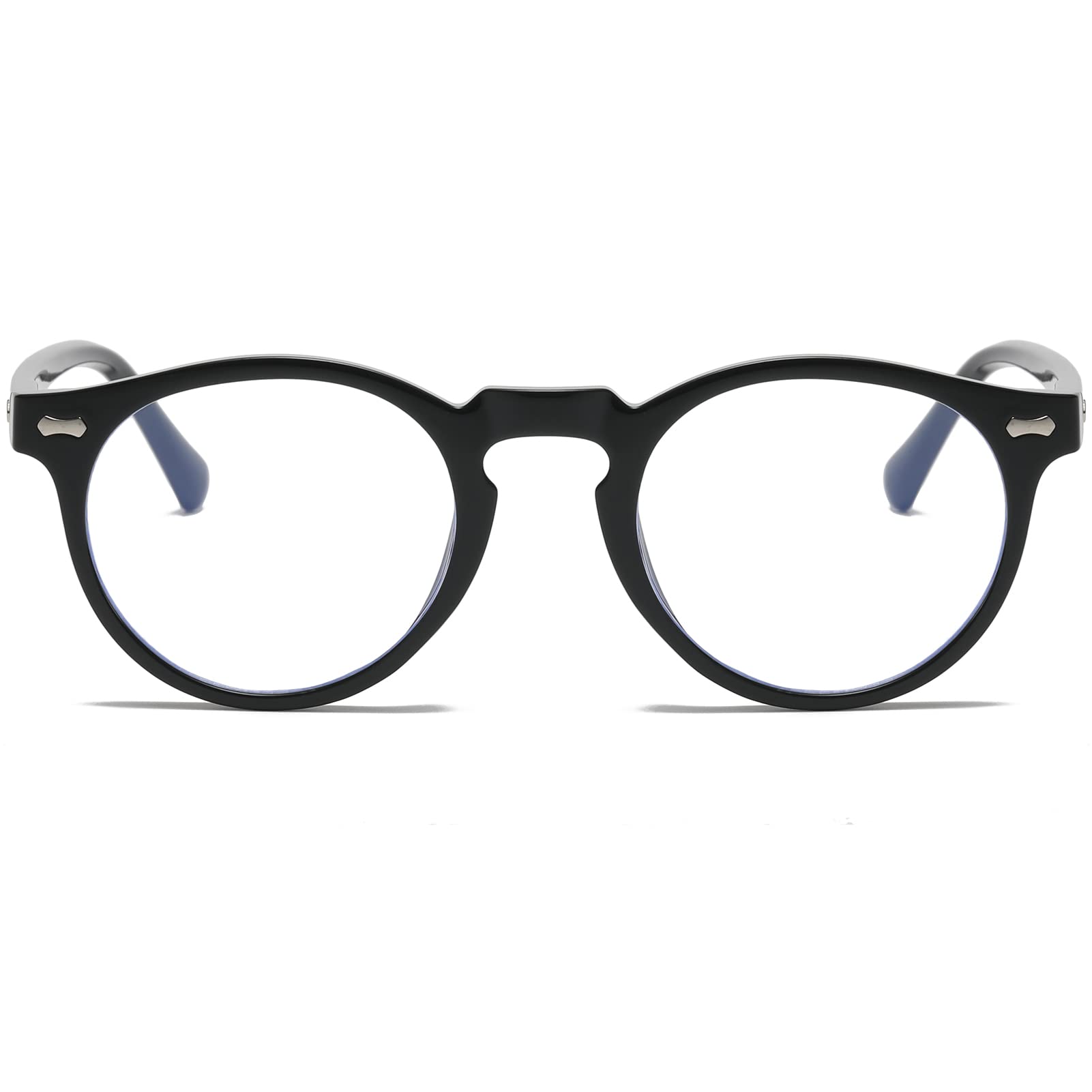 EYLRIM Round Blue Light Glasses Thick Circle Frame Clear Lens Non Prescription Eyewear(01 Black)