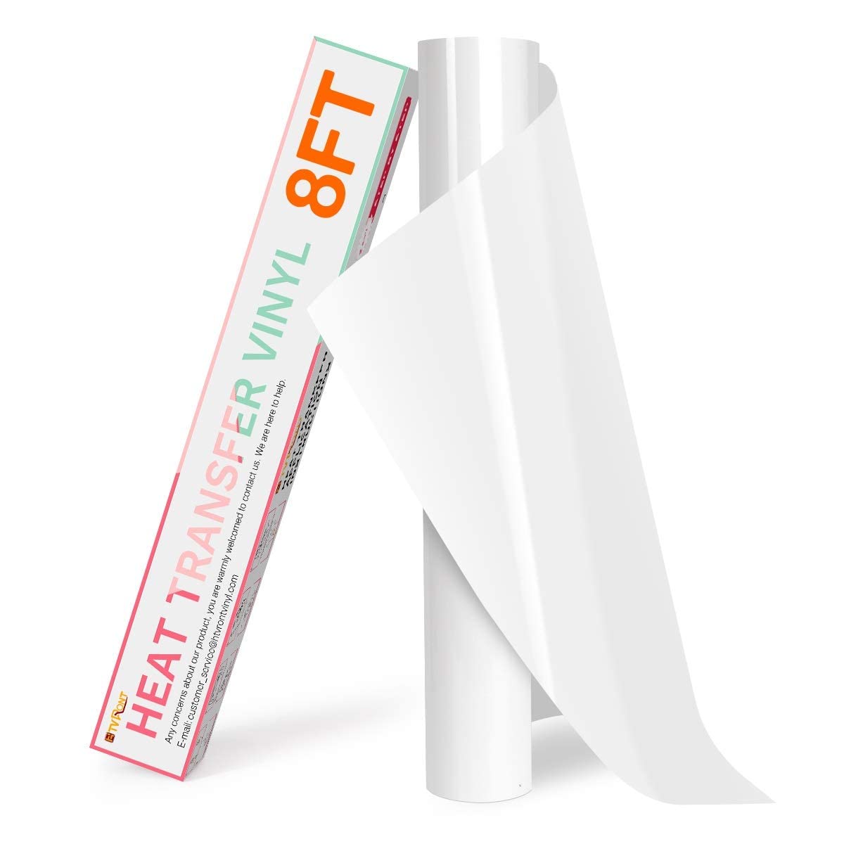 HTVRONT White HTV Vinyl Rolls Heat Transfer Vinyl - 12" x 8ft White HTV Vinyl for Shirts, Iron on Vinyl for Cricut & Cameo - Easy to Cut & Weed for Heat Vinyl Design
