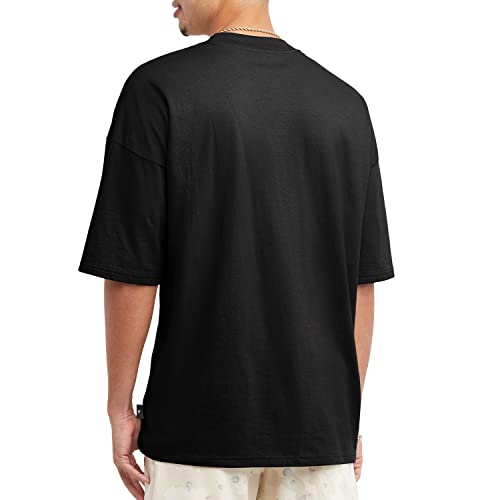 Champion, Relaxed Fit Men, Midweight T-Shirt, 100% Cotton, Black with Taglet, Medium