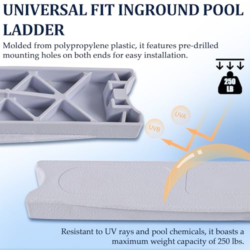 TonGass (3-Pack, White) Universal Fit for 17.3" Swimming Pool Ladder Replacement Steps for Inground Pools Plastic Ladder Steps for Above Ground Pool Ladder Replacement Steps for Pool Ladder