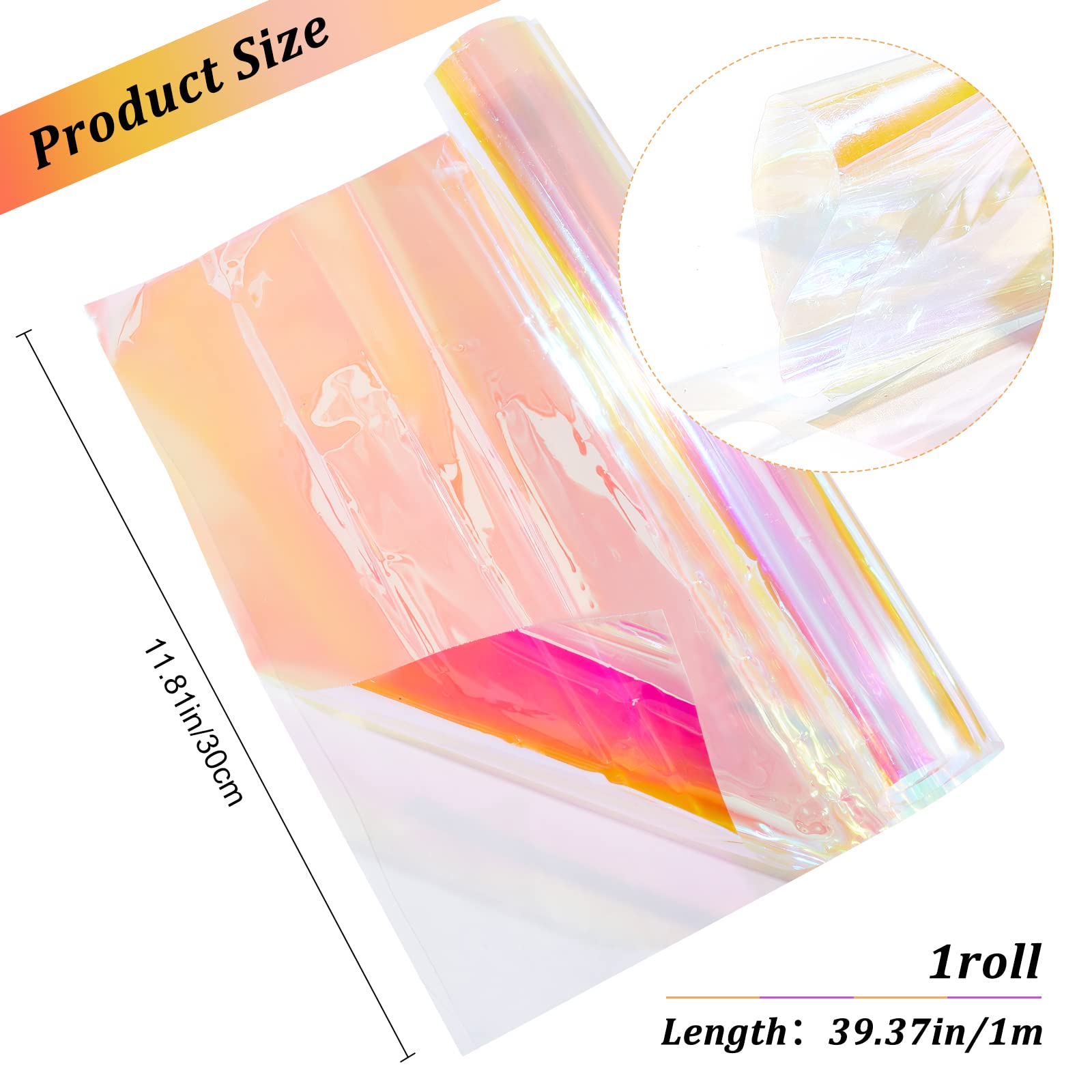 CRASPIRE Holographic Vinyl Orange Permanent Vinyl Roll 12" Craft Adhesive Vinyl Sheets for DIY Cup Wedding Party Birthday Car Decal Decor Sticker