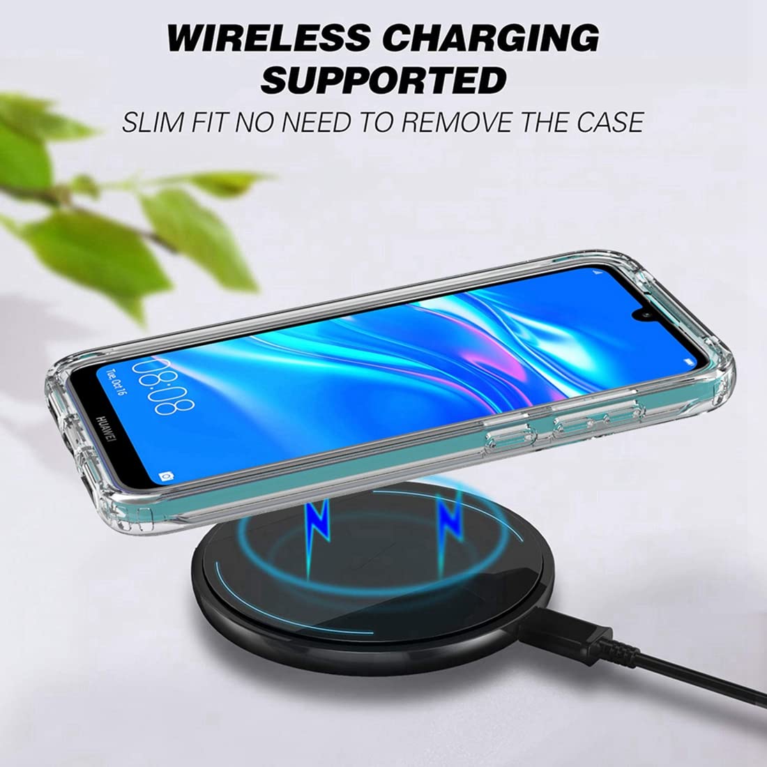 Vavies Compatible with Y7 2019/Y7 Prime 2019 Case, Dub-LX1 Case with Tempered Glass Screen Protector, Full Body Shockproof Clear Flexible Protective Cover Cases for Huawei Y7 Prime 2019 (Clear)