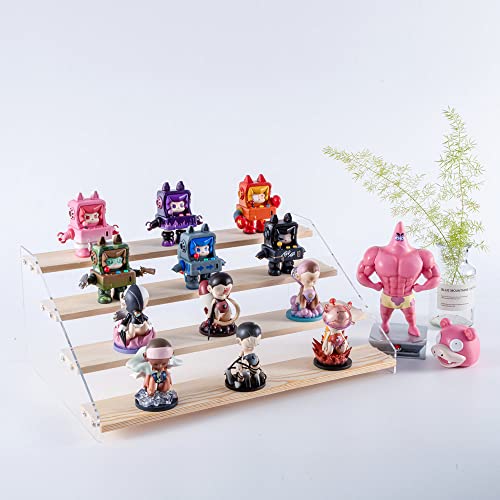 NC Upate Displays Stand 4 Tier Wood Display Stands for Vendor Events Acrylic Stand for Figure Collection Tier Display Stand for Craft Shows Acrylic Display Cupcake Stand Cologne Organizer (Large)