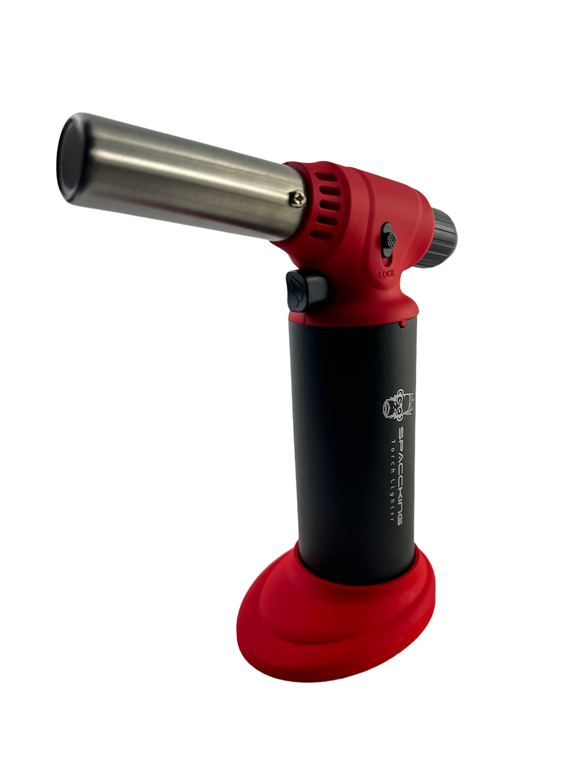 Space King Tall Wind-Proof Torch Lighter - Adjustable Flame - Child-Lock - Perfect for Camping, Kitchen, Backyard, Travel, Beach, BBQ, Mountain, Outdoors, Travel, Garage, and More. (Red)