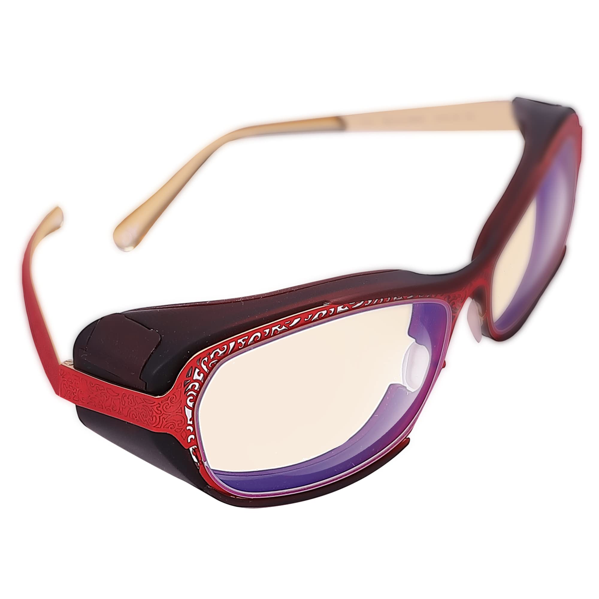 Yourga Moisture Chamber Glasses for Dry Eyes, Blue Light Blocking, Moisture Chamber Goggles with Stainless Steel Frame, Anti-Pollen, Aviod Allergens, Indoor or Outdoor for Men/Women(Red)