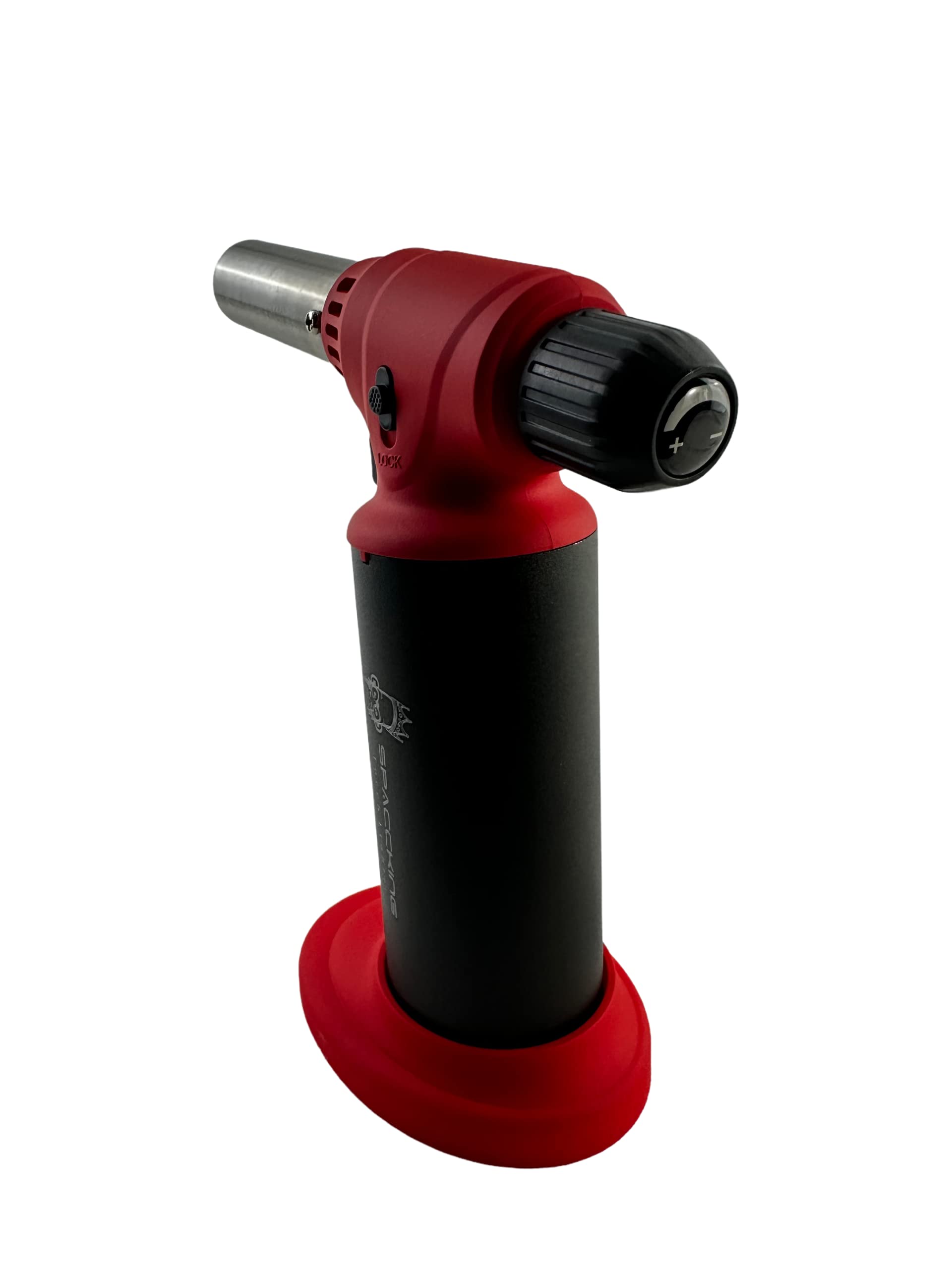 Space King Tall Wind-Proof Torch Lighter - Adjustable Flame - Child-Lock - Perfect for Camping, Kitchen, Backyard, Travel, Beach, BBQ, Mountain, Outdoors, Travel, Garage, and More. (Red)