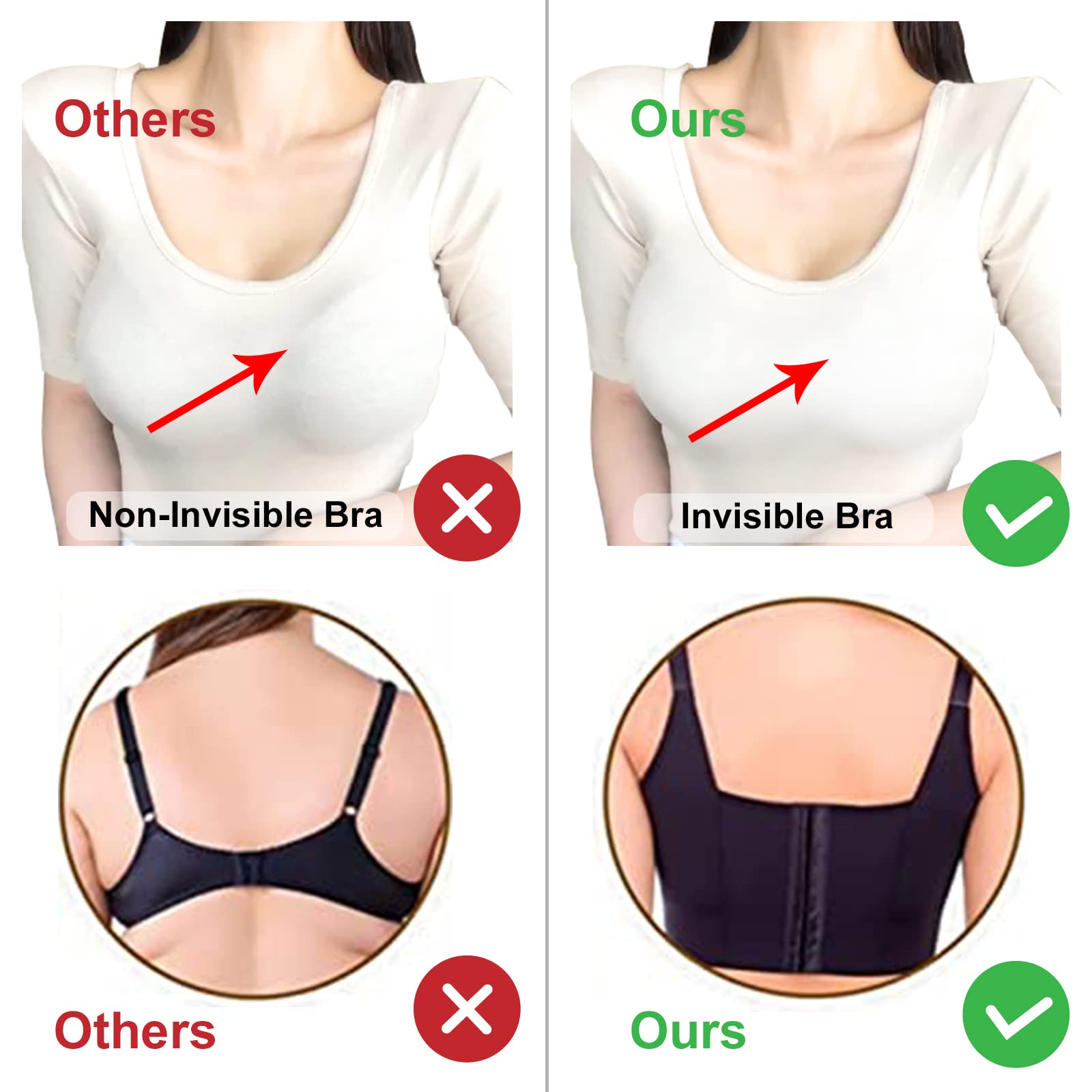 Runilut Women's Push Up Bra,Full-Coverage Underwire Bra,Hide Back Fat Deep Cup Bra,Smoothing T-Shirt Bra,Sculpting Uplift Bra Black 38DDD