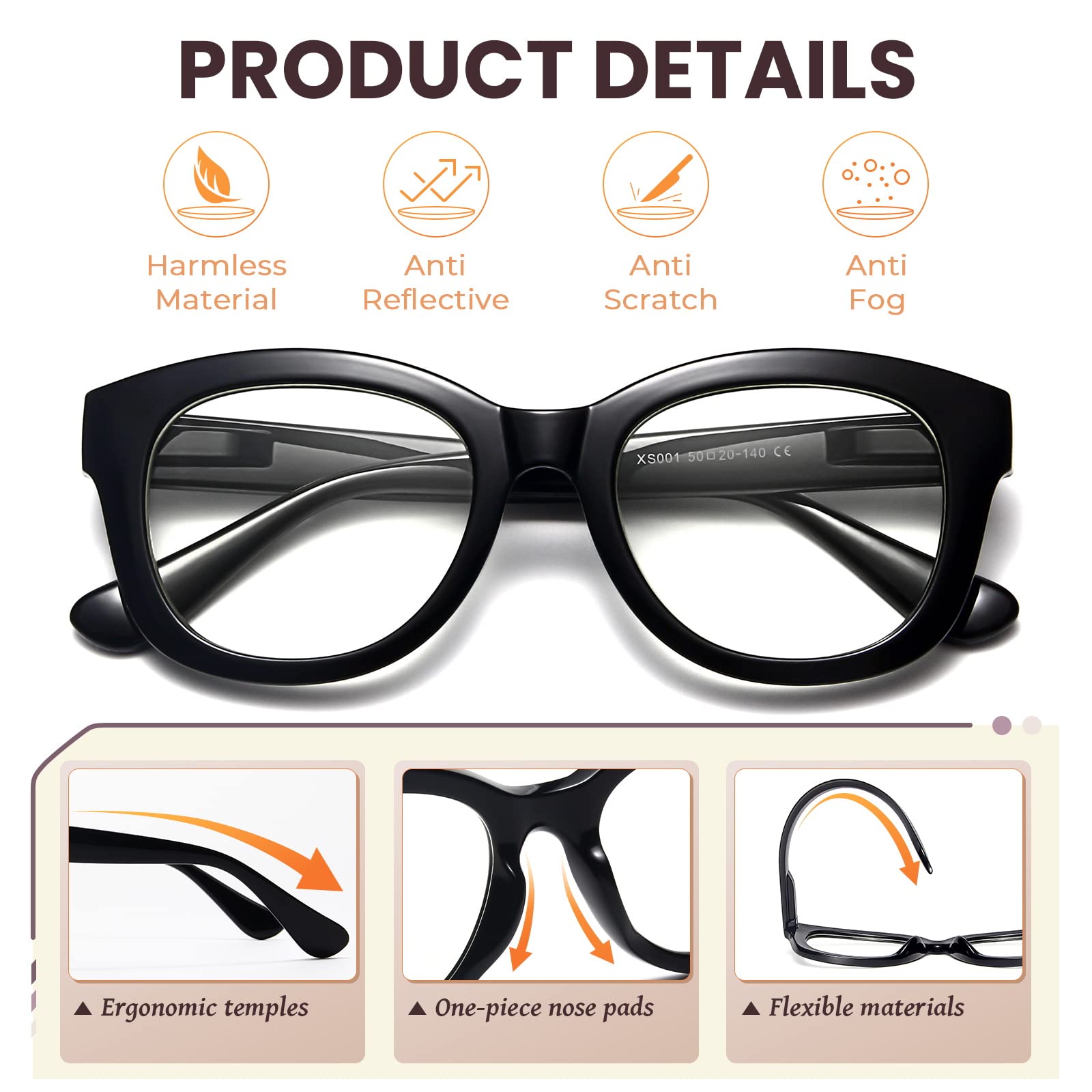 Gaoye 6 pack Oversized Reading Glasses for Women Stylish Blue Light Blocking Anti Eyestrain Computer Readers Spring Hinge w/Case (G1 6-pack Mix, 1.75)