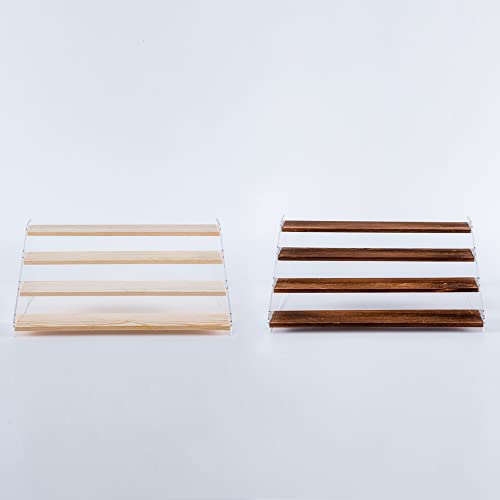 NC Upate Displays Stand 4 Tier Wood Display Stands for Vendor Events Acrylic Stand for Figure Collection Tier Display Stand for Craft Shows Acrylic Display Cupcake Stand Cologne Organizer (Large)