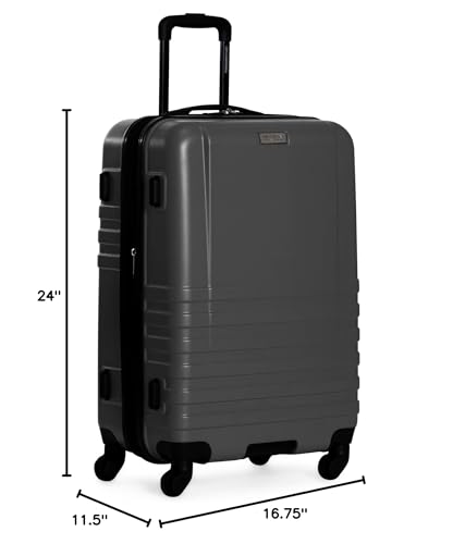 Ben Sherman Hereford Spinner Travel Upright Luggage, Grey, 24-Inch Checked