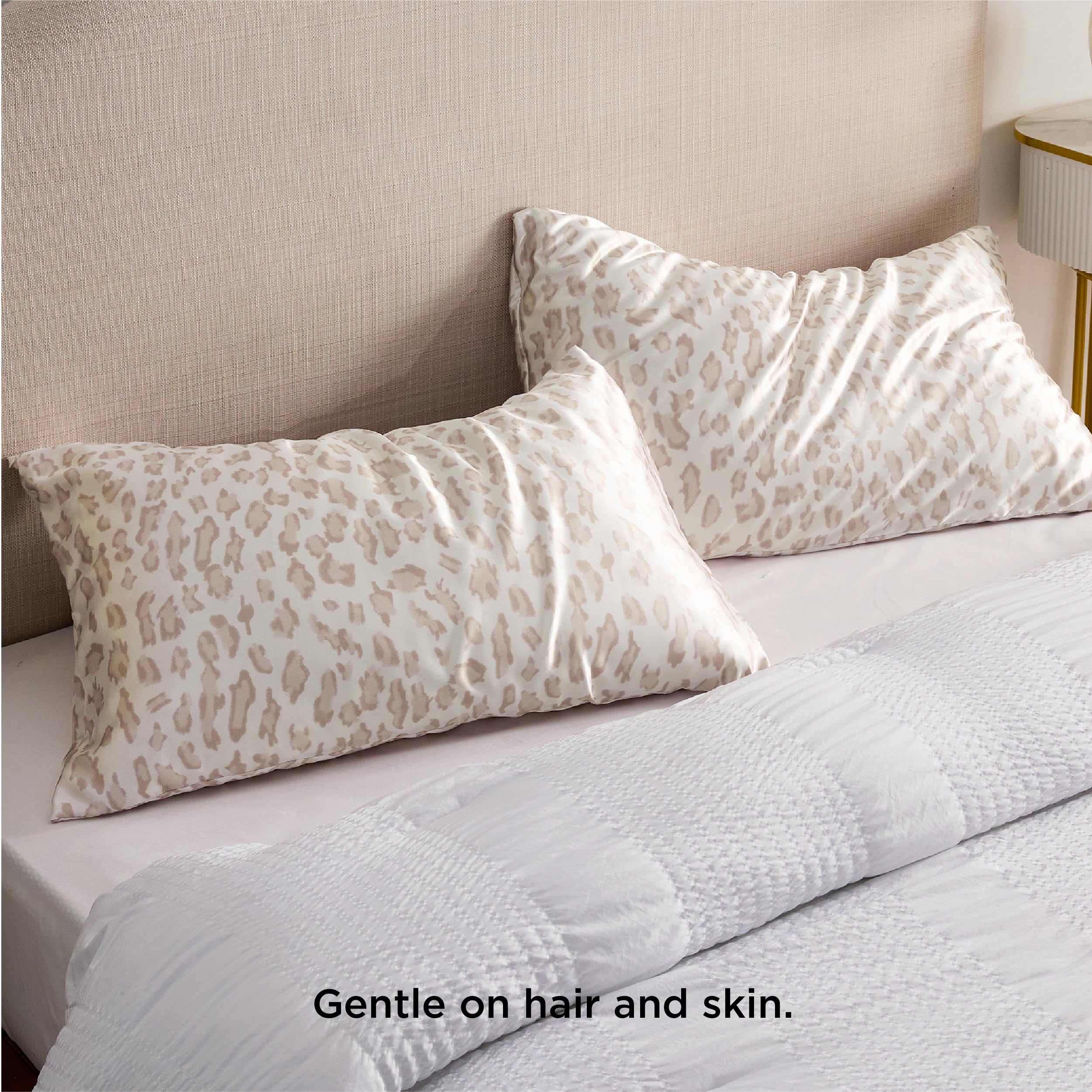 Bedsure Satin Pillowcase with Zipper 2 Pack Queen Size 20''x30'' - Similar to Silk Pillowcases for Hair and Skin, Silky & Soft Zip Satin Pillow Case Set of 2 (Leopard, 20x30 Inches)