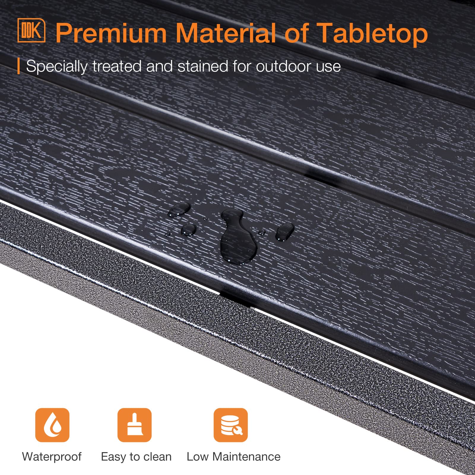 ODK 39 Inch Outdoor Bar Table, Hot Tub Table, Patio Counter Bar Height Table with Weather Resistant Waterproof Top for Garden, Yard, Balcony, Poolside, Indoor (Black)