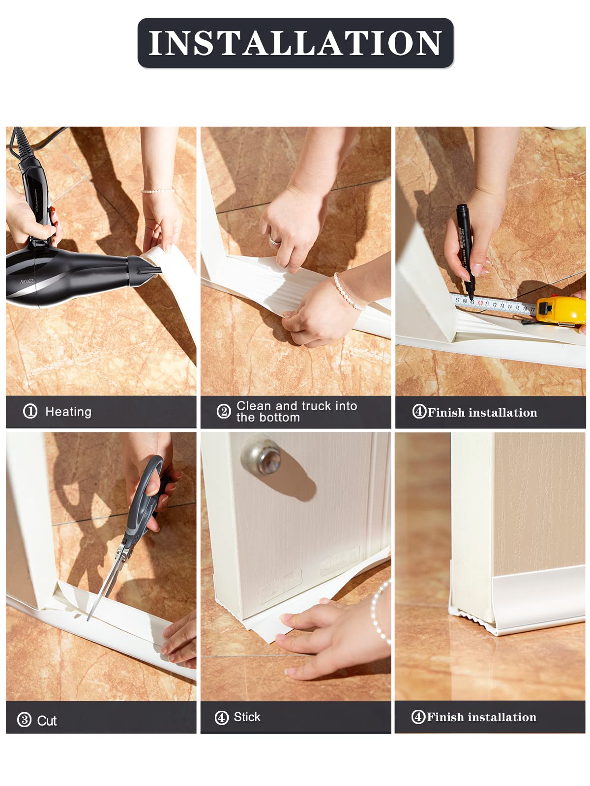 Weather Stripping Seal,Door Draft Stopper for Bottom of Seam Seal Strip PVC Cuttable Door Sweep Draft Stopper for Block Wind, Light, Dust, and Noise Brown