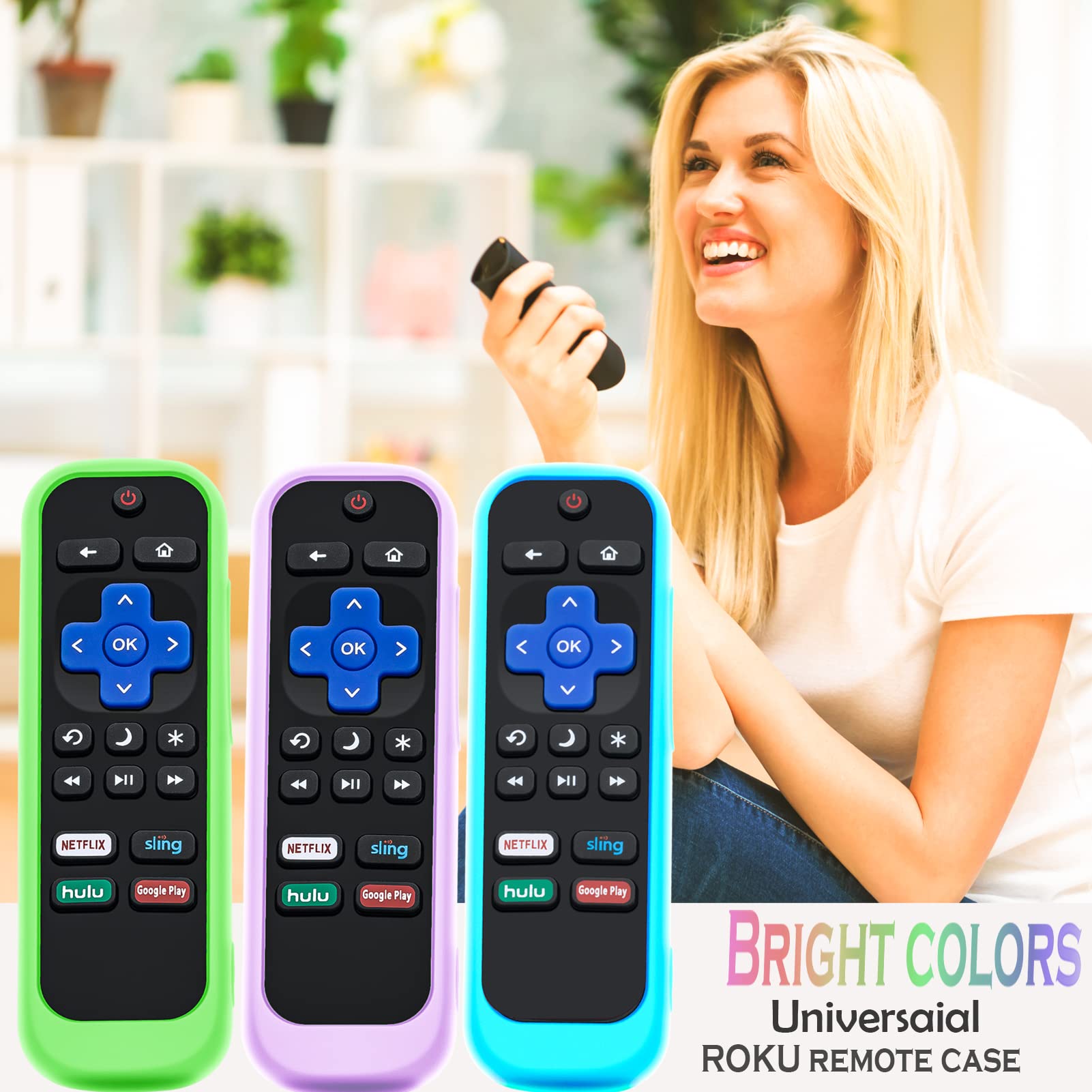 3PACK Case for TCL Roku TV RC280 Remote, Battery Cover for Hisense Roku Remote Replacement Silicone Universal Sleeve Skin Glow in The Dark