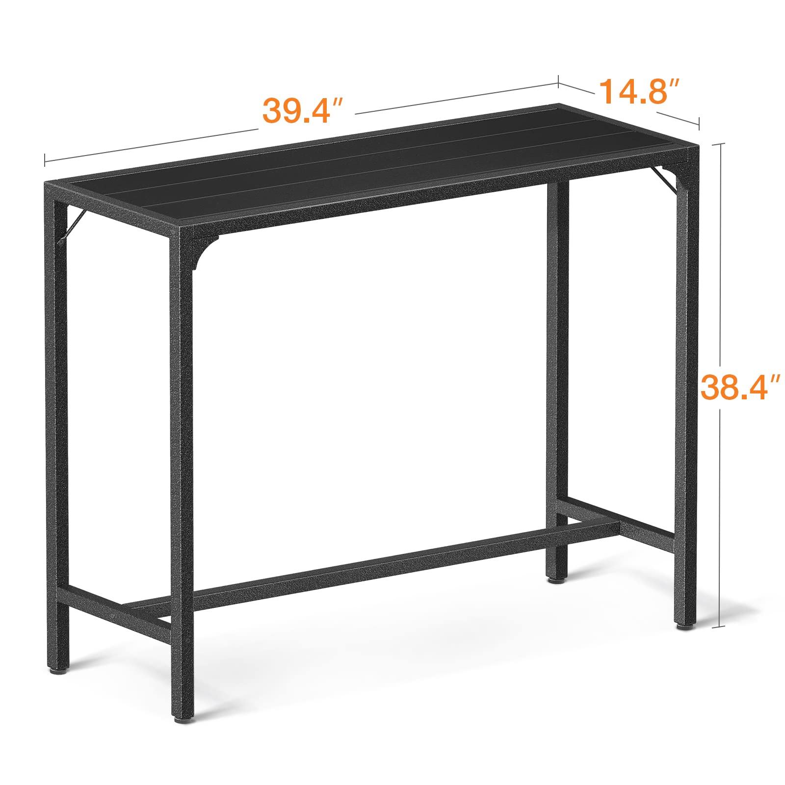 ODK 39 Inch Outdoor Bar Table, Hot Tub Table, Patio Counter Bar Height Table with Weather Resistant Waterproof Top for Garden, Yard, Balcony, Poolside, Indoor (Black)