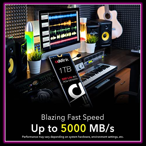 Addlink S90 Lite 1TB NVMe 4.0 Gen4 PCIe M.2 3D NAND Internal Gaming SSD - Read Speed up to 5000 MB/s (ad1TBS90LTM2P)
