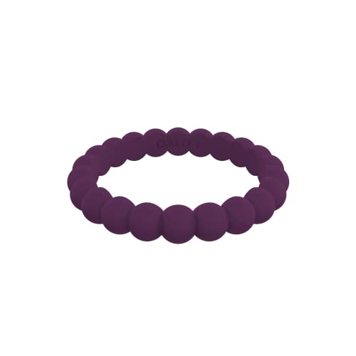 QALO Women's Rubber Silicone Ring, Stackable Bead, Rubber Wedding Ring for Women, Breathable, Durable Engagement Silicone Band, 4mm Wide 2.5mm Thick, Plum, Size 8