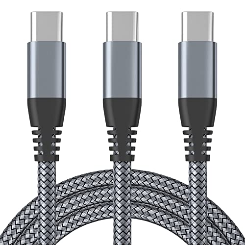 Urehepo USB C to USB C Cable, (10ft, 60W, 3Pack) Nylon Braided 3A Fast Charging USB Type C Charger Cord Compatible with MacBook Pro 2021, iPad Pro 2021, Samsung Galaxy S22, Switch, Pixel (Grey)