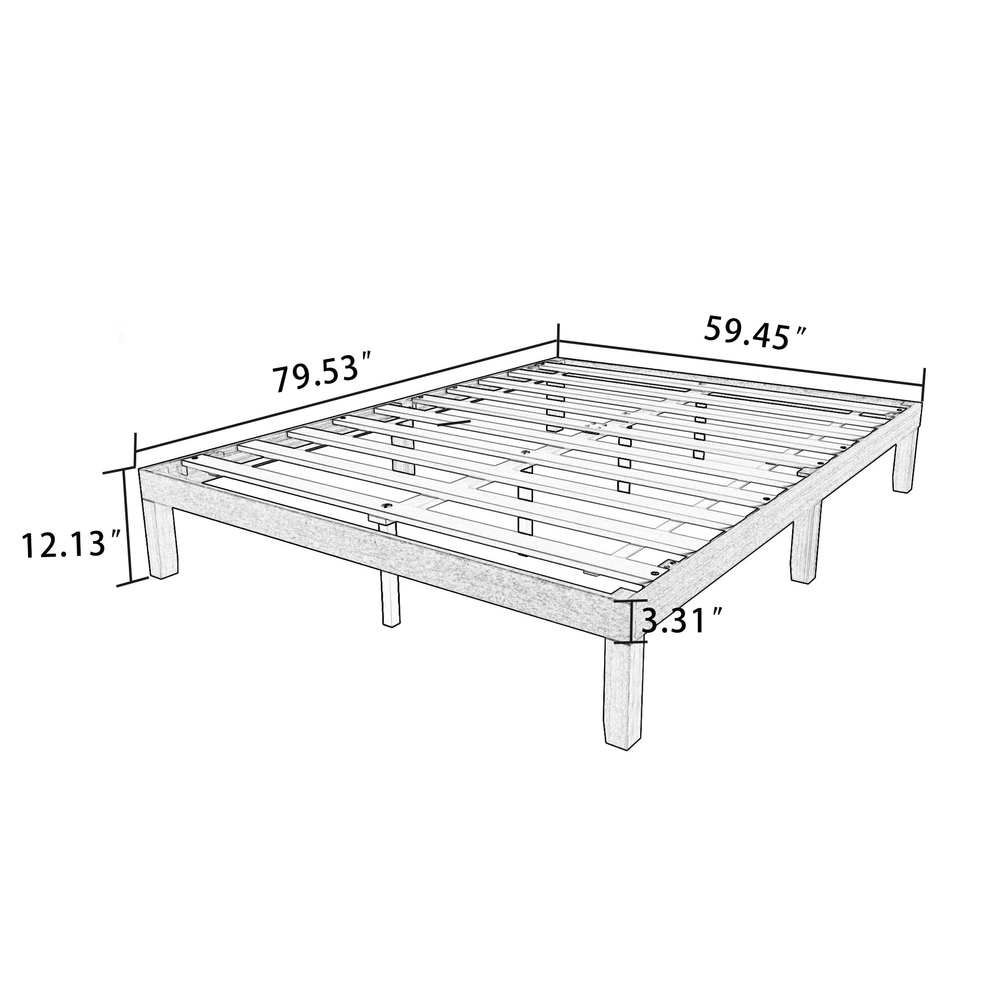 Harper & Bright Designs Queen Size Platform Bed Frame, Minimalist Wood Queen Bed Frames with Strong Center Support Feet, Queen Size Bed for Teens Adults,No Box Spring Needed,Easy Assembly,Dark Coffee