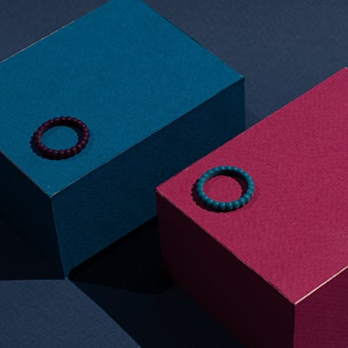 QALO Women's Rubber Silicone Ring, Stackable Bead, Rubber Wedding Ring for Women, Breathable, Durable Engagement Silicone Band, 4mm Wide 2.5mm Thick, Plum, Size 8