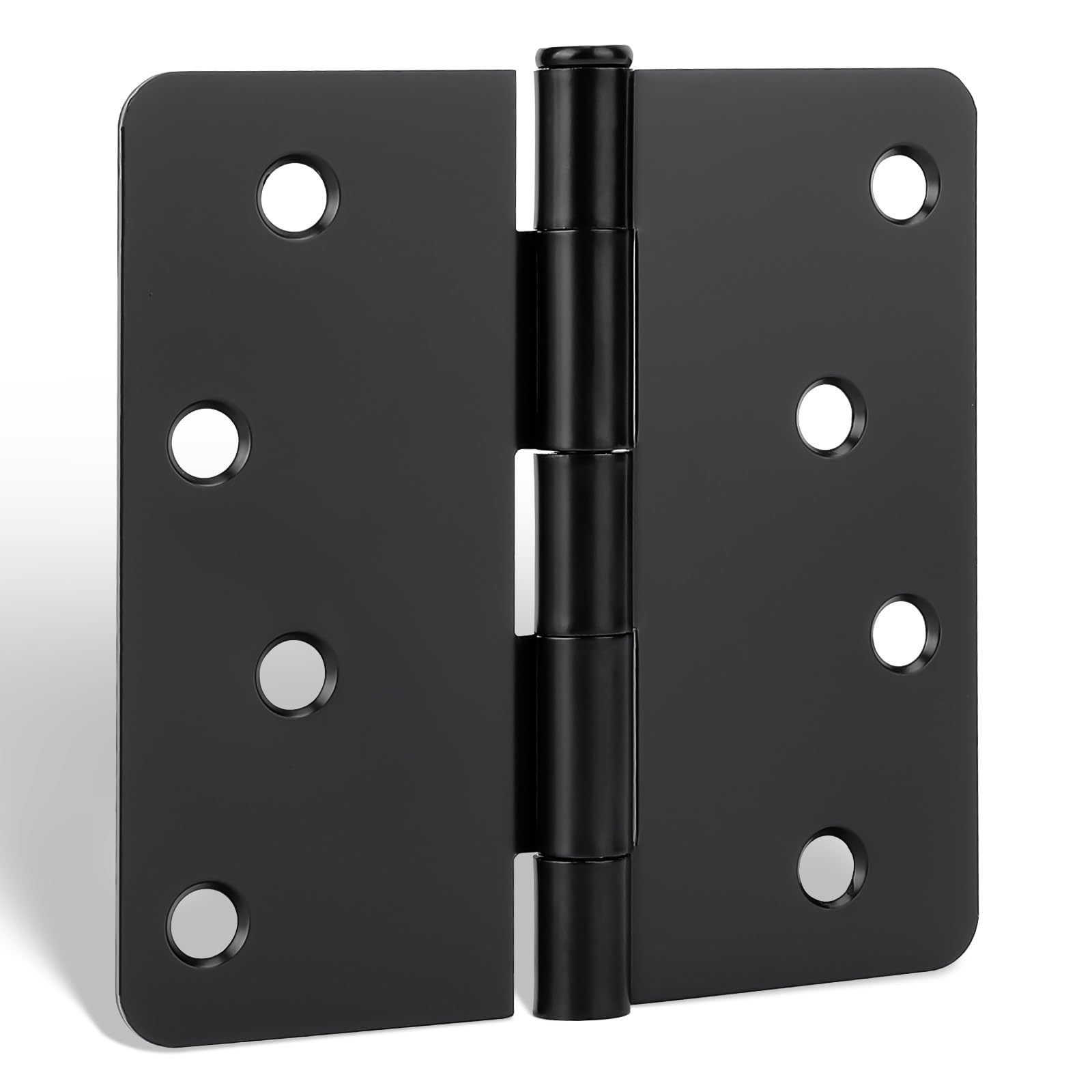 goldenwarm 3Pack Door Hinges 4 Inch Matte Black Door Hinges Rounded Exterior Door Hinges Interior Door Hinges Black Matte 4" X 4" with 1/4'' Radius Corners
