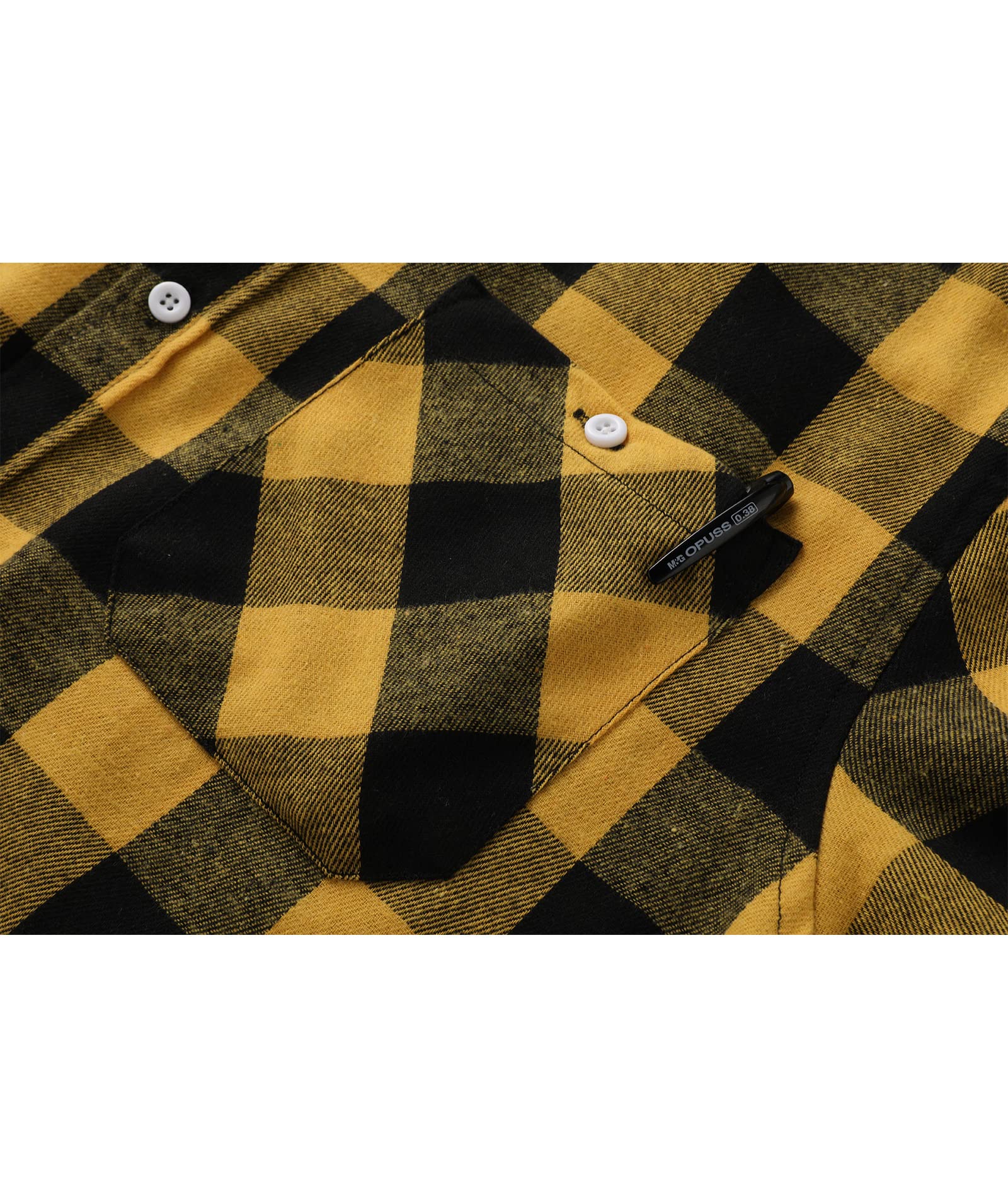 SCODI Mens Flannel Hoodie Shirt Casual Button Down Plaid Jacket Shirts Stylish Long Sleeve Shirts with Pocket Yellow Large