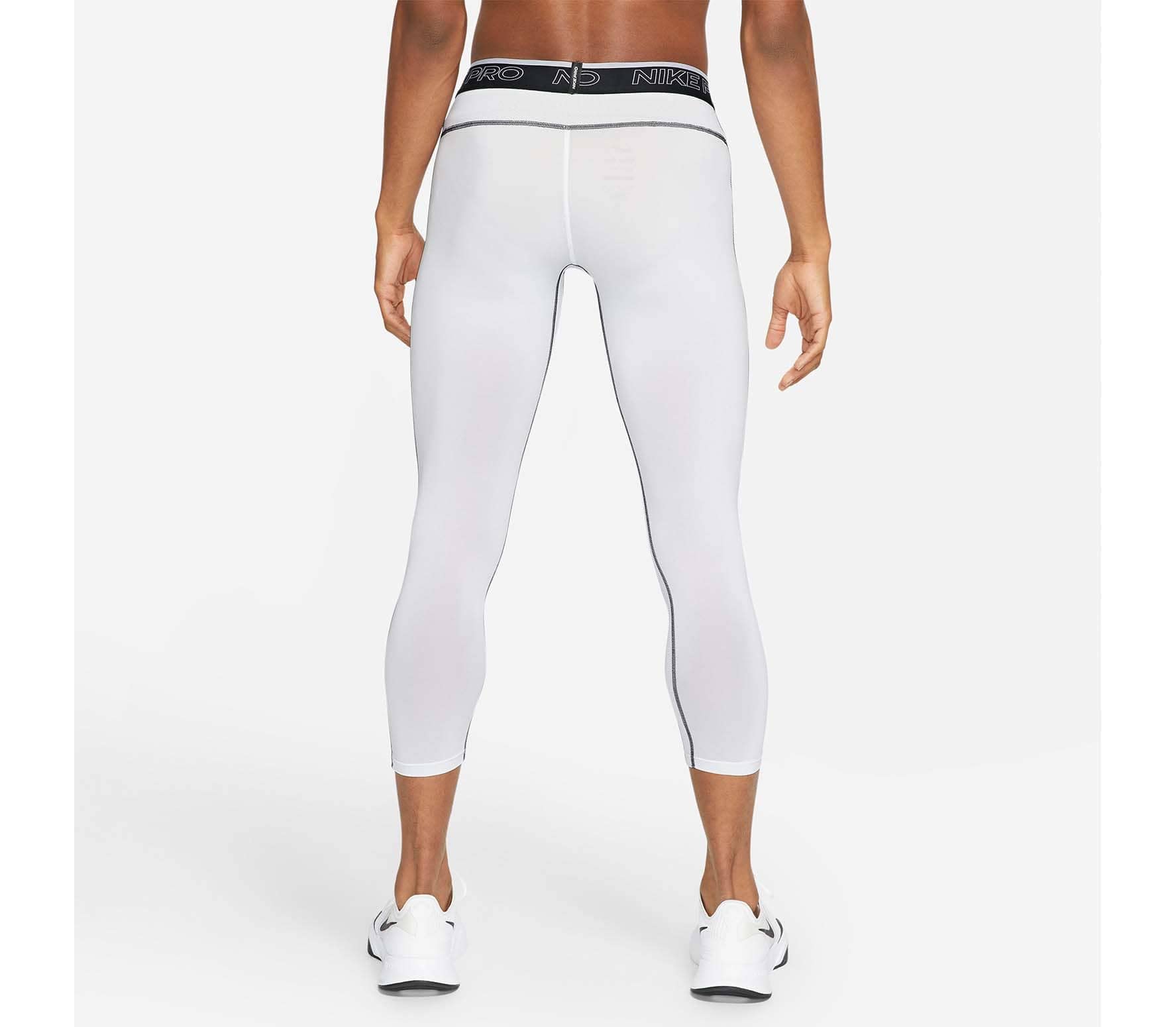 Nike Pro Dri-FIT Men's 3/4 Tights (Regular, White/Black, Large)